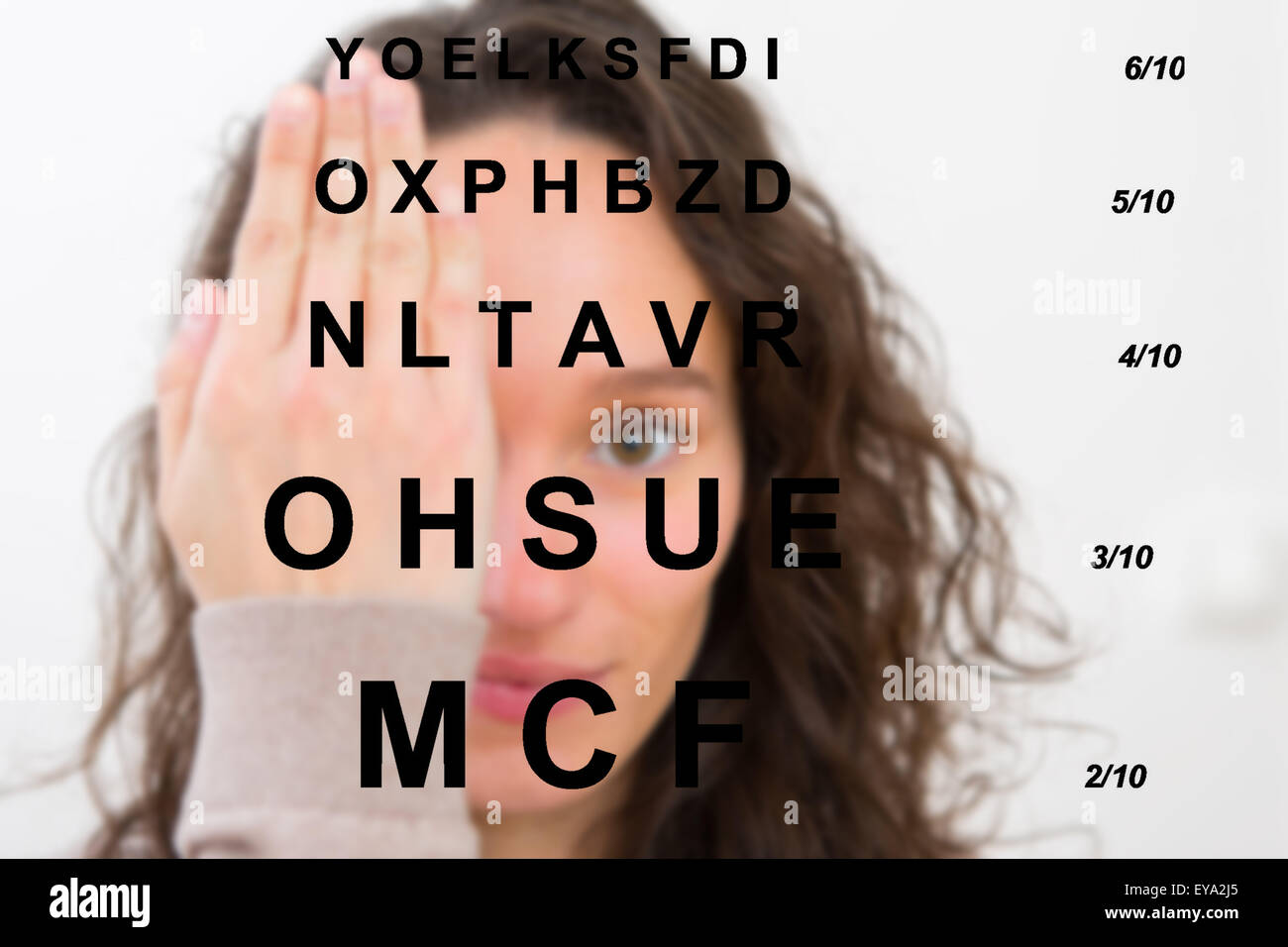 View of a Young attractive woman doing optician test Stock Photo - Alamy