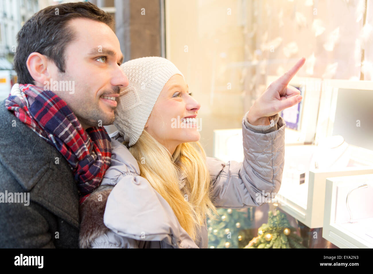 View of an Young attractive couple doing some window shopping Stock ...