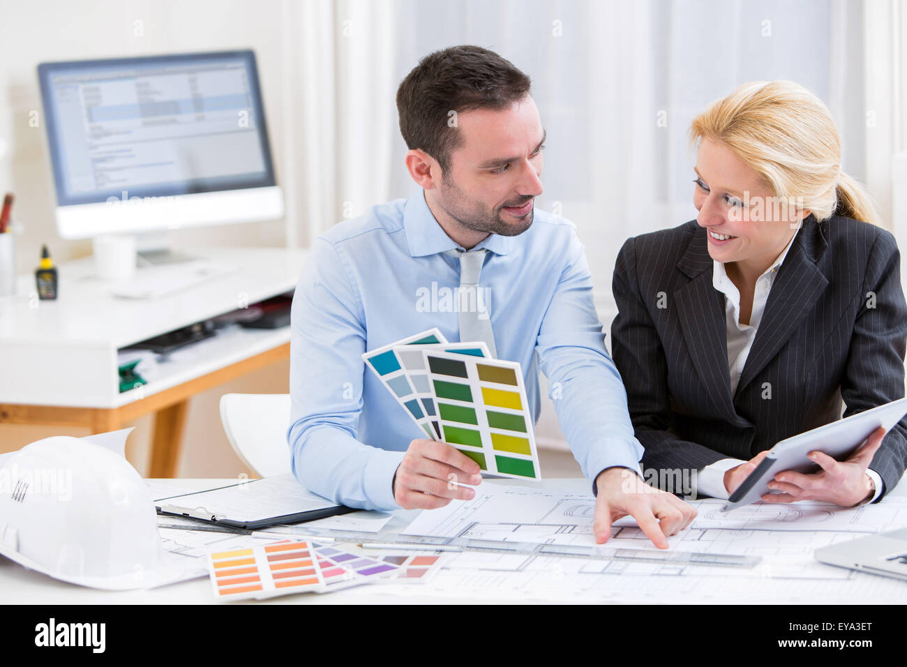 View of an Engineer and architect working at the office Stock Photo - Alamy