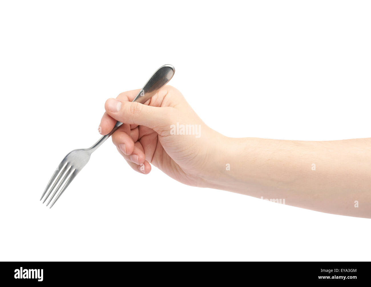 Male hand holding fork Stock Photo - Alamy