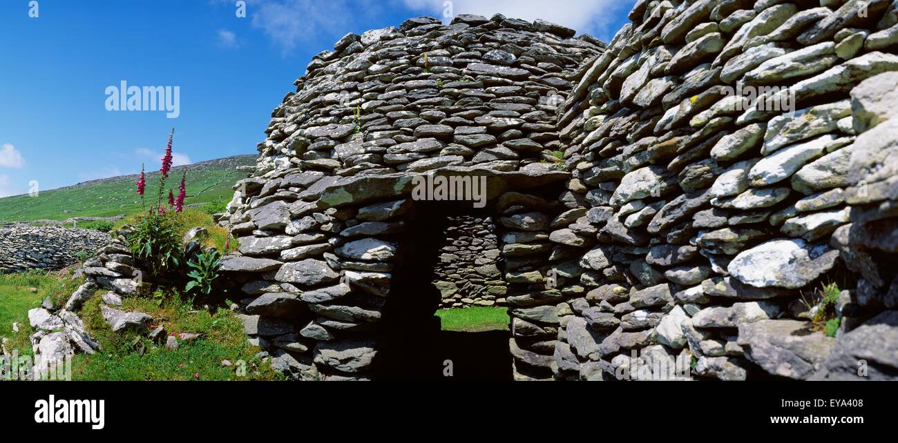Stone Structures On A Landscape, Dingle Peninsula, County Kerry ...