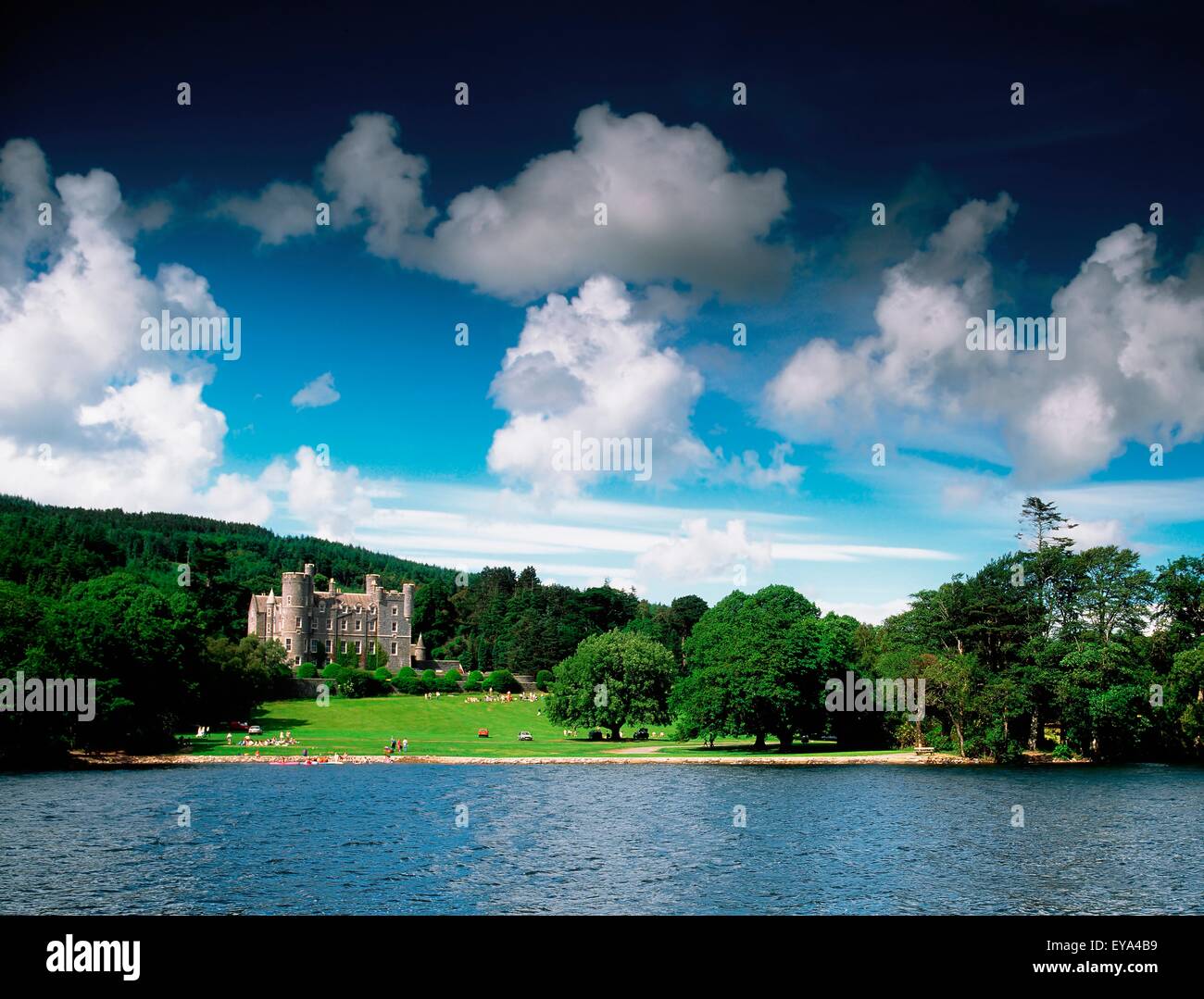 Castlewellan Castle & Lake, Co Down, Ireland; 19Th Century Castle Stock ...
