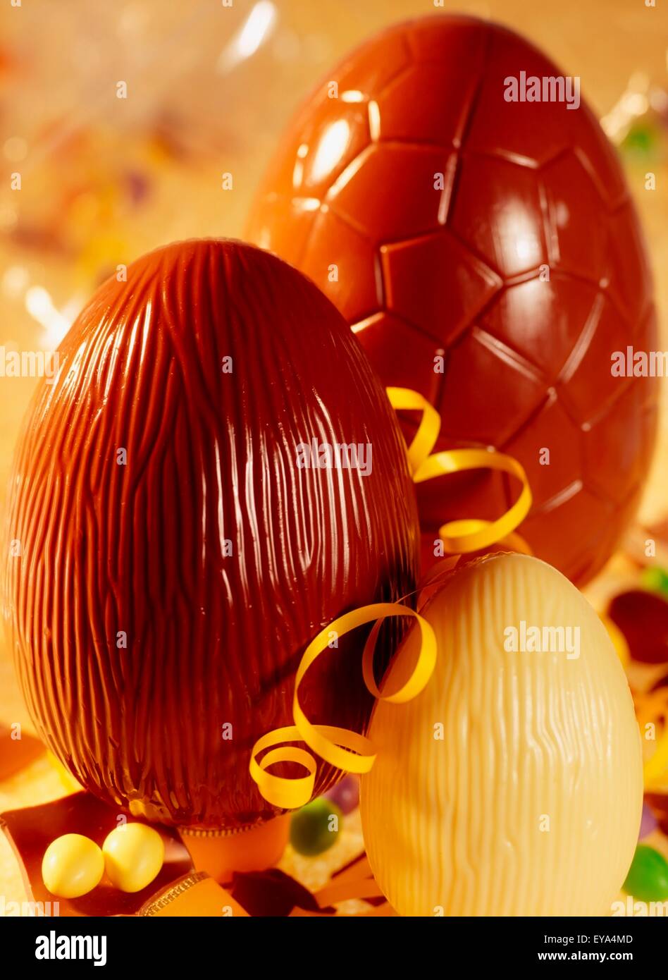 Easter Eggs; White Easter Egg And Milk Chocolate Eggs Stock Photo - Alamy