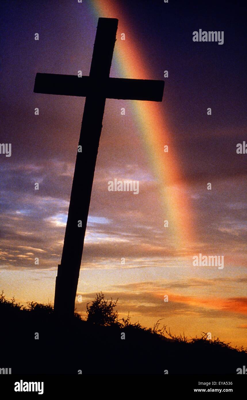 Knockmealdown Mountain, County Waterford, Ireland; Rainbow Over Cross ...