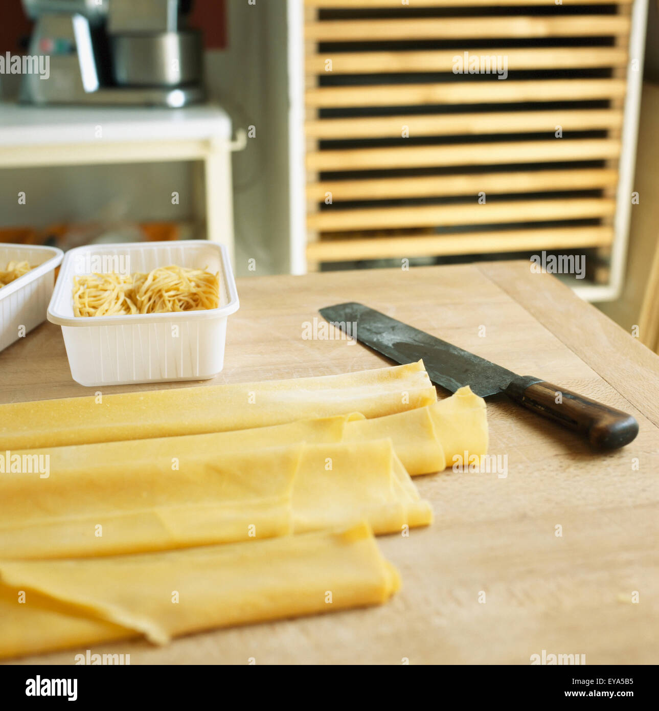 Fresh Pasta To Make Tagliatelli Stock Photo - Alamy