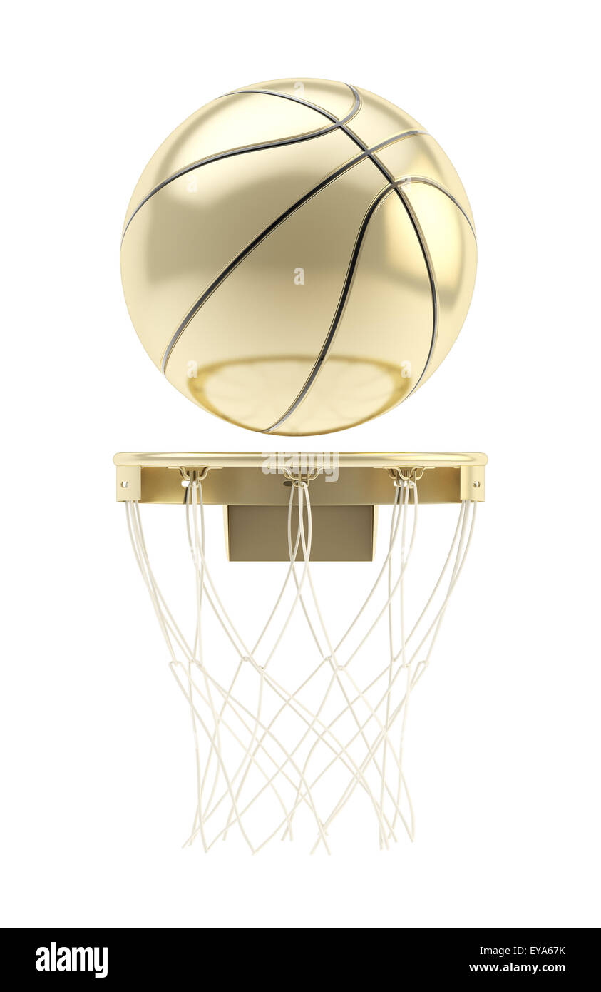 Golden basketball ball over hoop isolated Stock Photo - Alamy