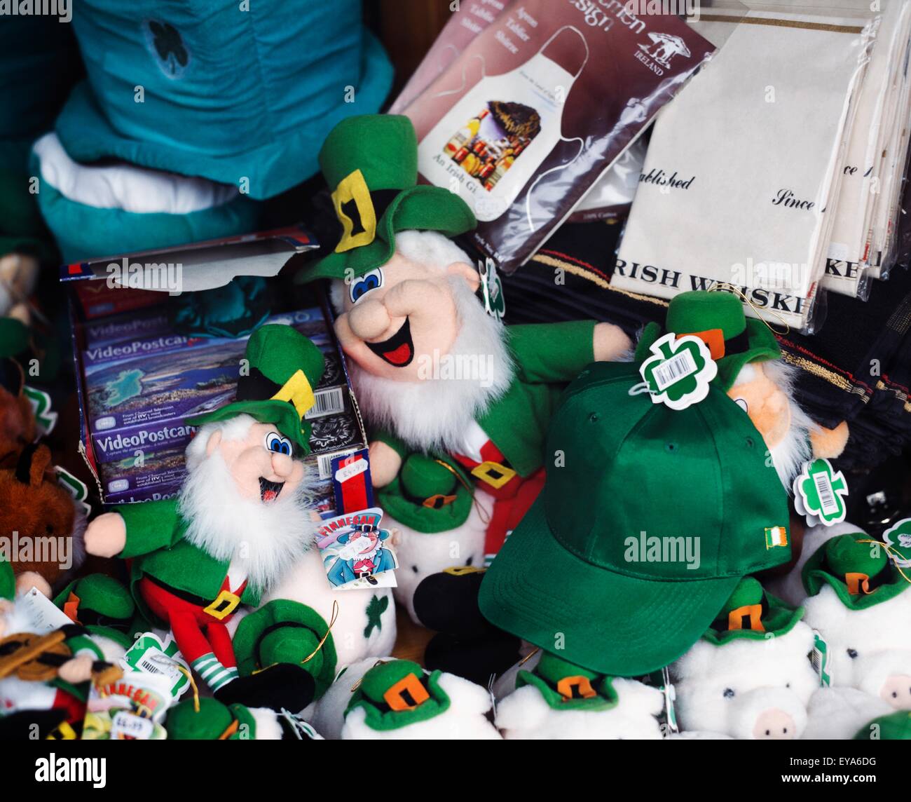 Ireland; Irish Souvenirs, Including Leprechaun Dolls, In Shop Window ...