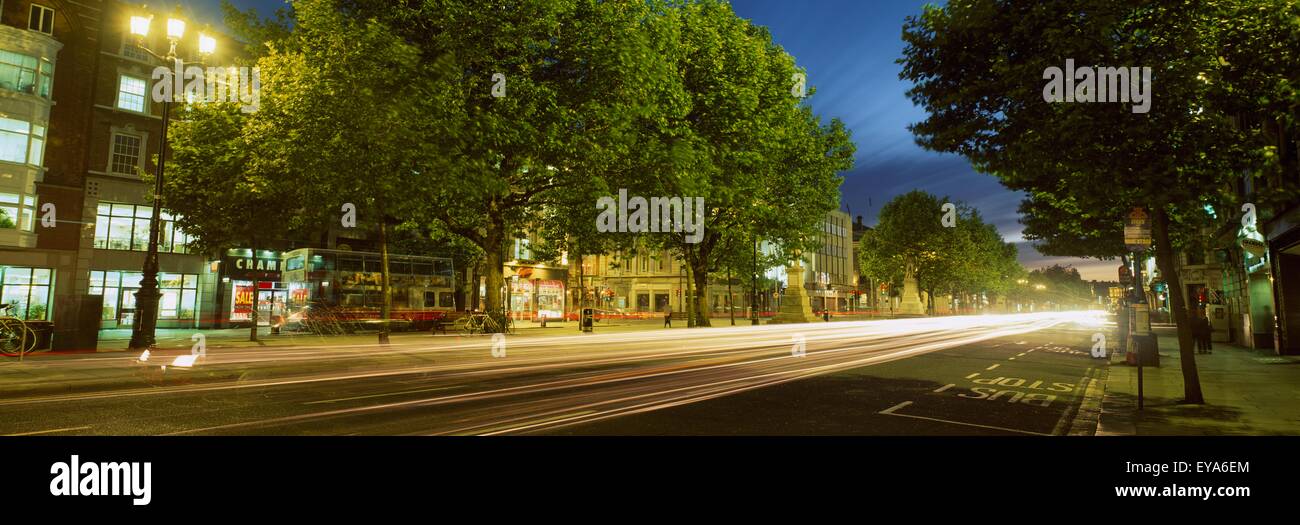 O'connell Street, Dublin, Co Dublin, Ireland; Car Lights In Street ...