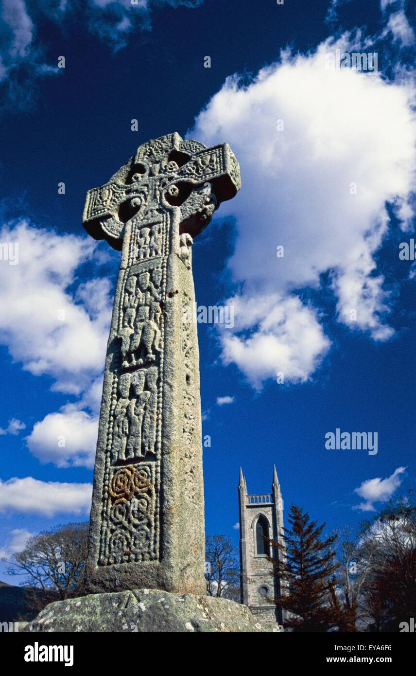 High Cross With Cathedral, Ireland Stock Photo - Alamy