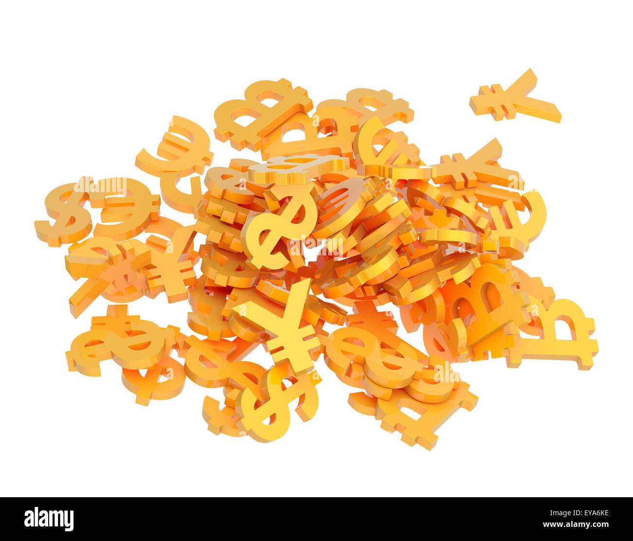 Pile of currency symbols isolated Stock Photo - Alamy