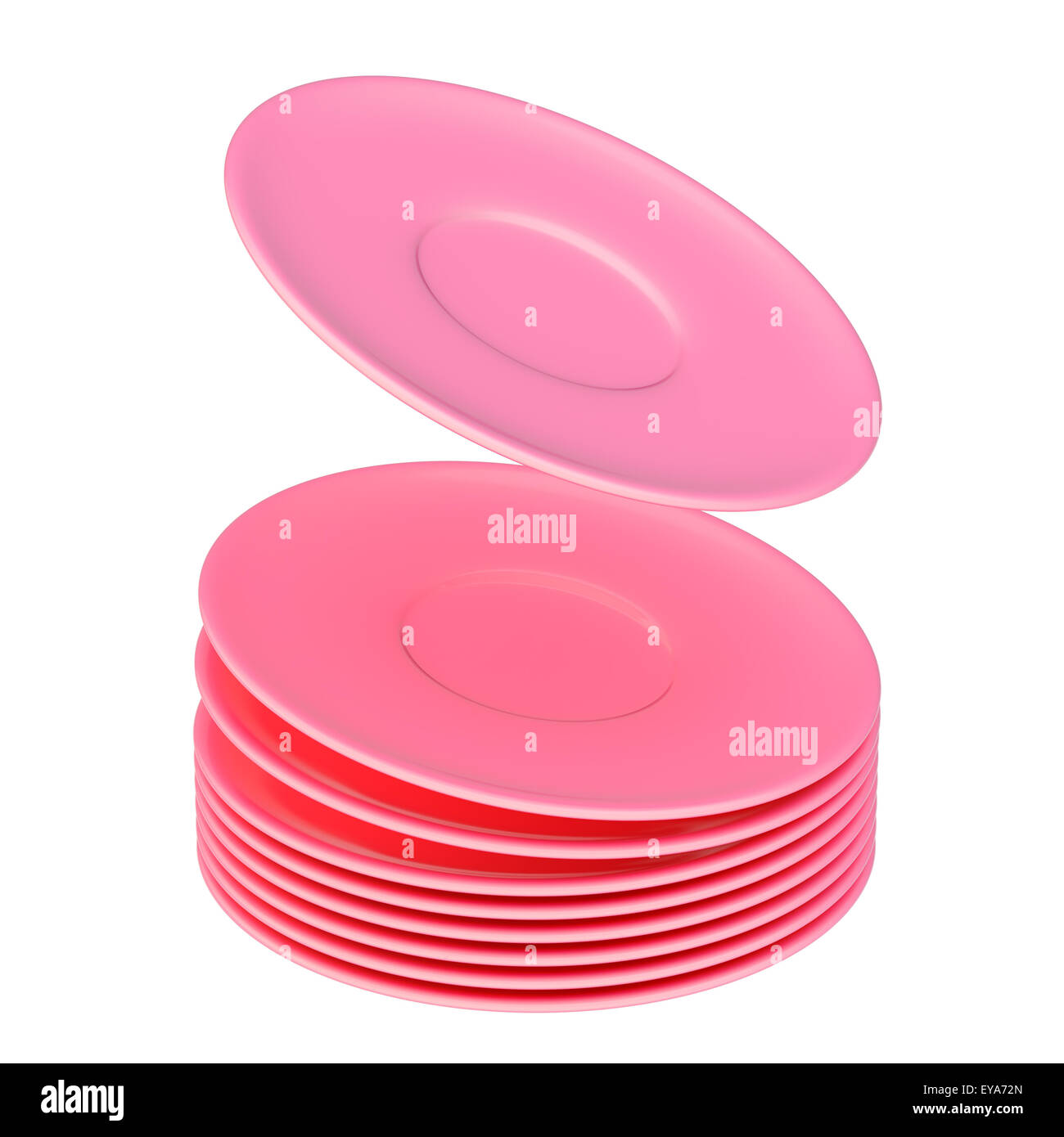 Dynamic pile of ceramic plates isolated Stock Photo - Alamy