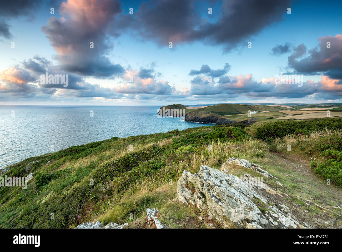 Lundy Bay on the north coast of Cornwall from Trevan Point, looking out ...