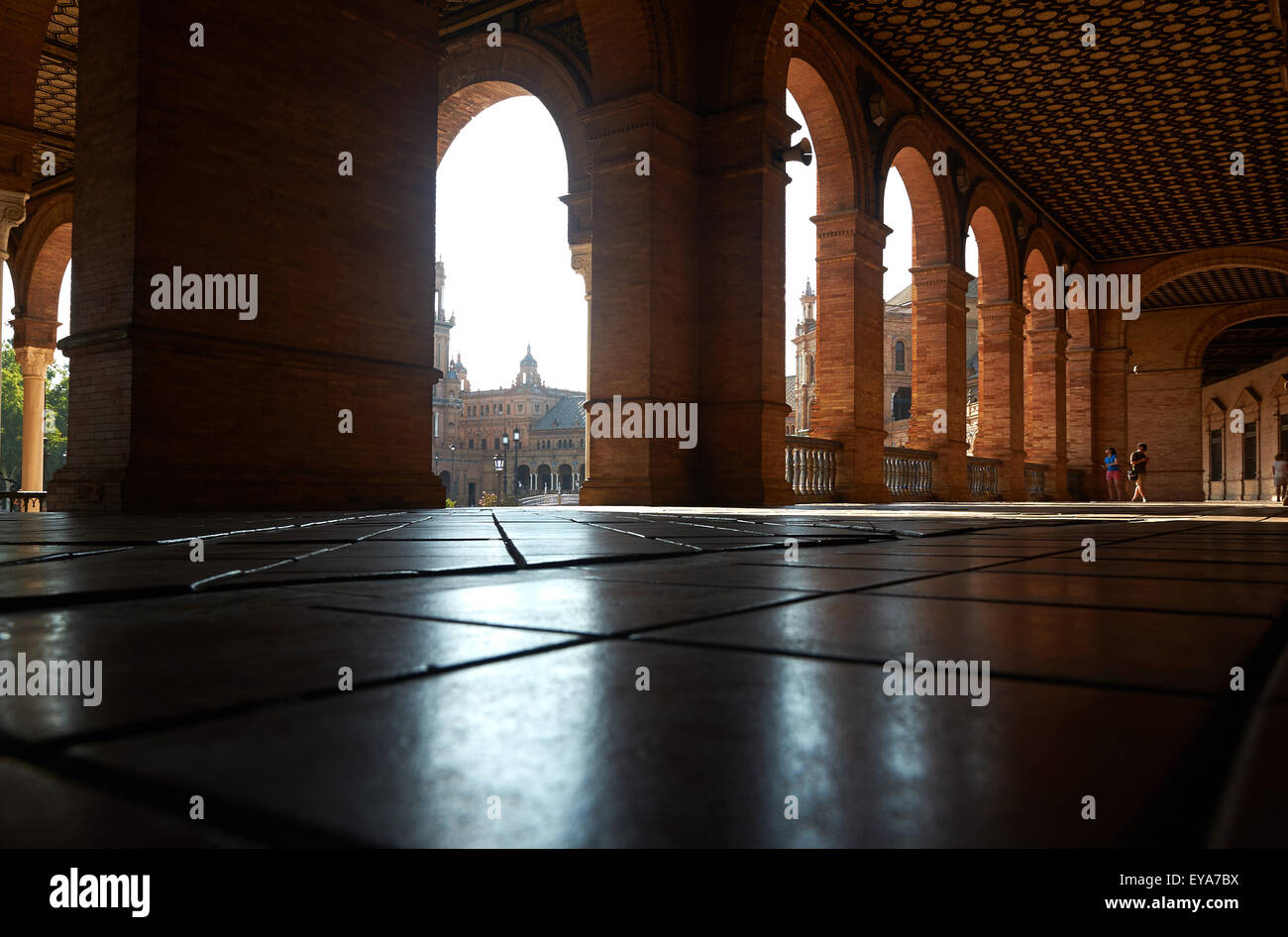 Seville, Spain, portico of the building at Piazza di Spagna Stock Photo ...