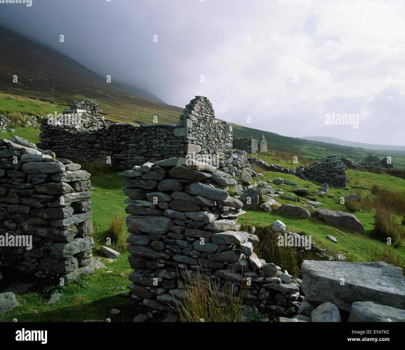 Achill Island Deserted Colony Village, On Lower Slopes Of Slievemore ...