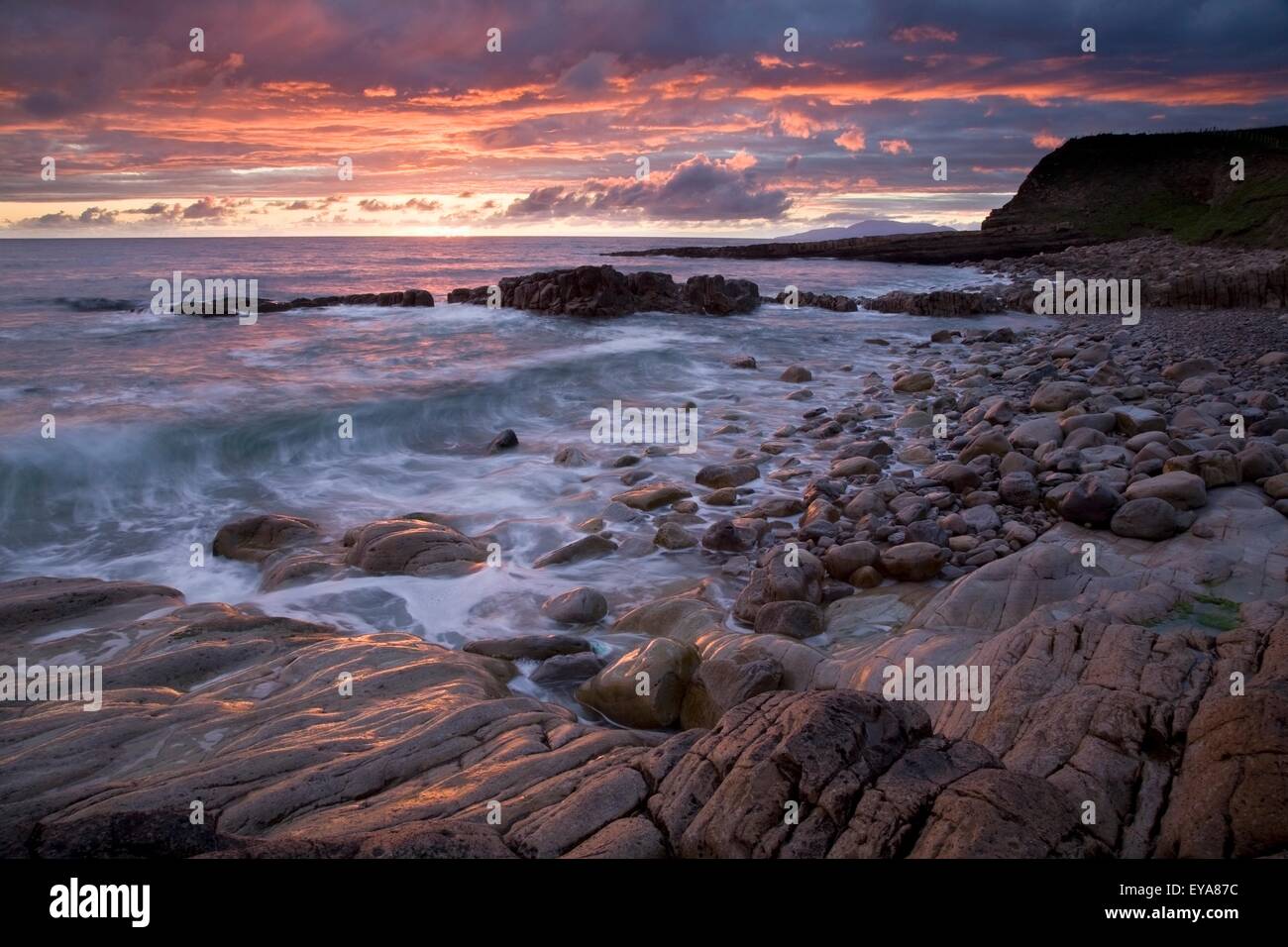 Mullaghmore Head, Co Sligo, Ireland; Sunset Over The Atlantic Stock ...