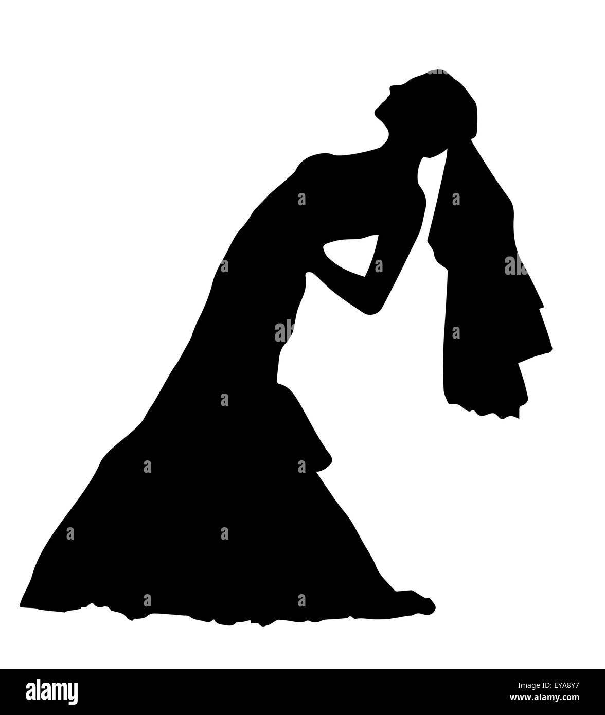 bride realistic silhouette illustration isolated on white background ...