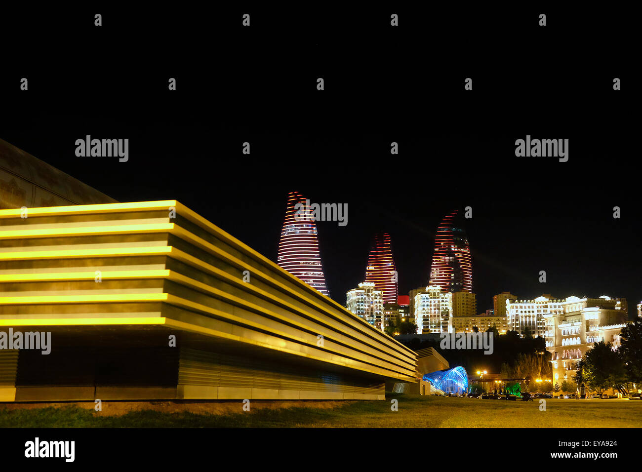 The Flame Towers skyscrapers completely covered with LED screens ...