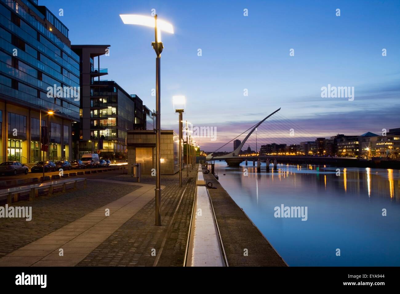 Dublin, Ireland; River Liffey At Sunset With The Dublin City Skyline ...