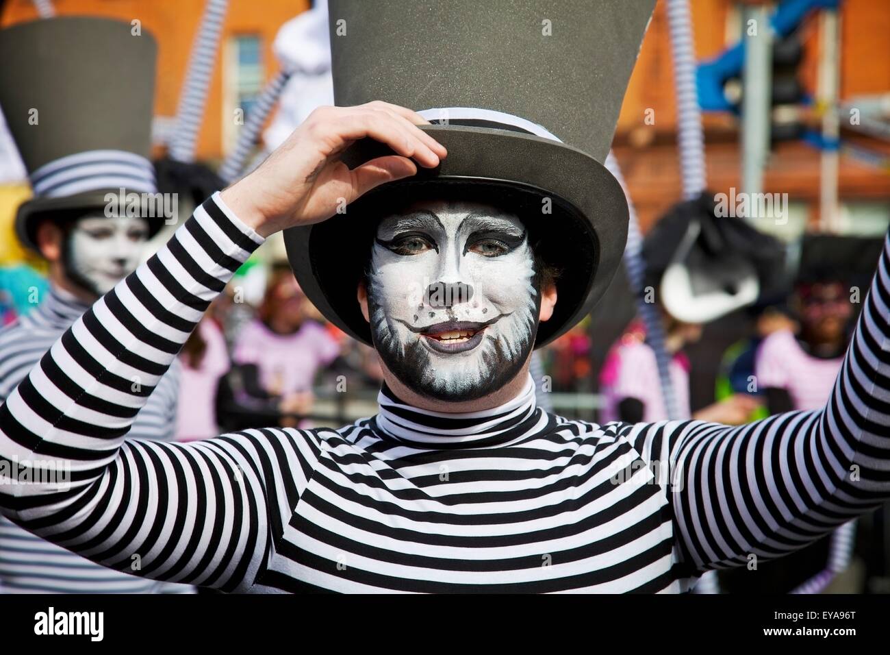 Dublin, Ireland; A Person Dressed In A Cat Costume On O'connell Street ...