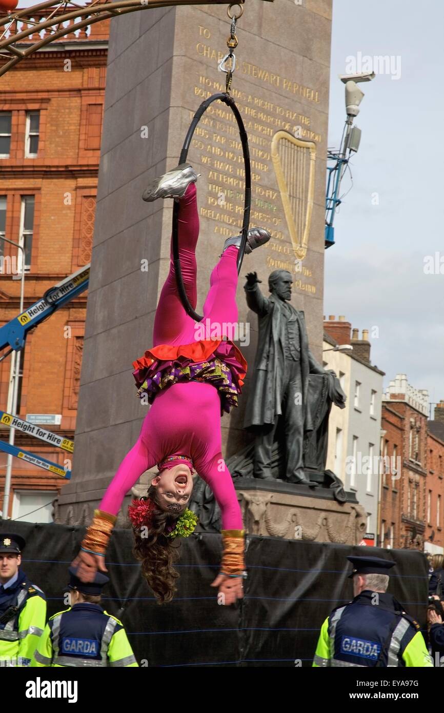 Dublin, Ireland; An Acrobat Doing A Performance In A Parade On O ...