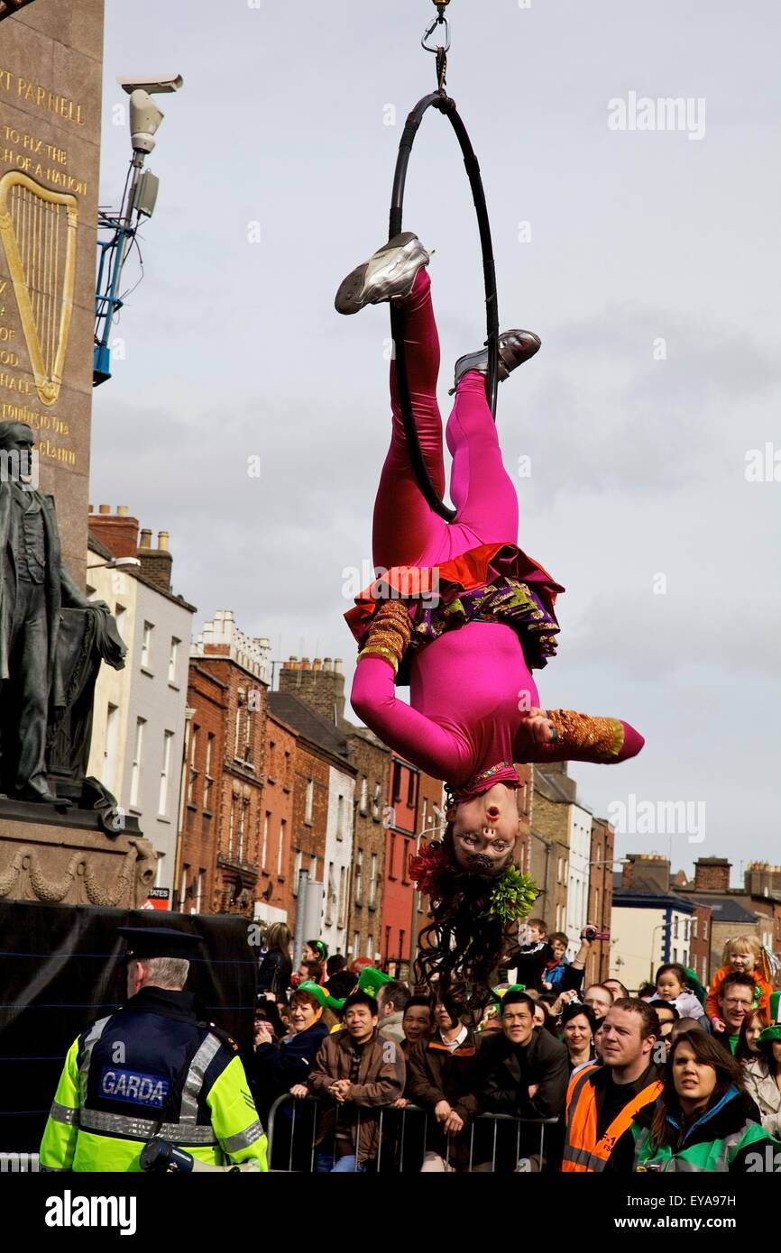 Dublin, Ireland; An Acrobat Doing A Performance In A Parade On O ...