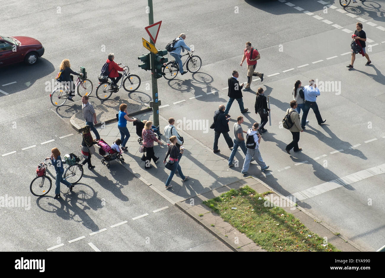 Berlin, Germany, pedestrian crossings cross a crossroads Stock Photo ...