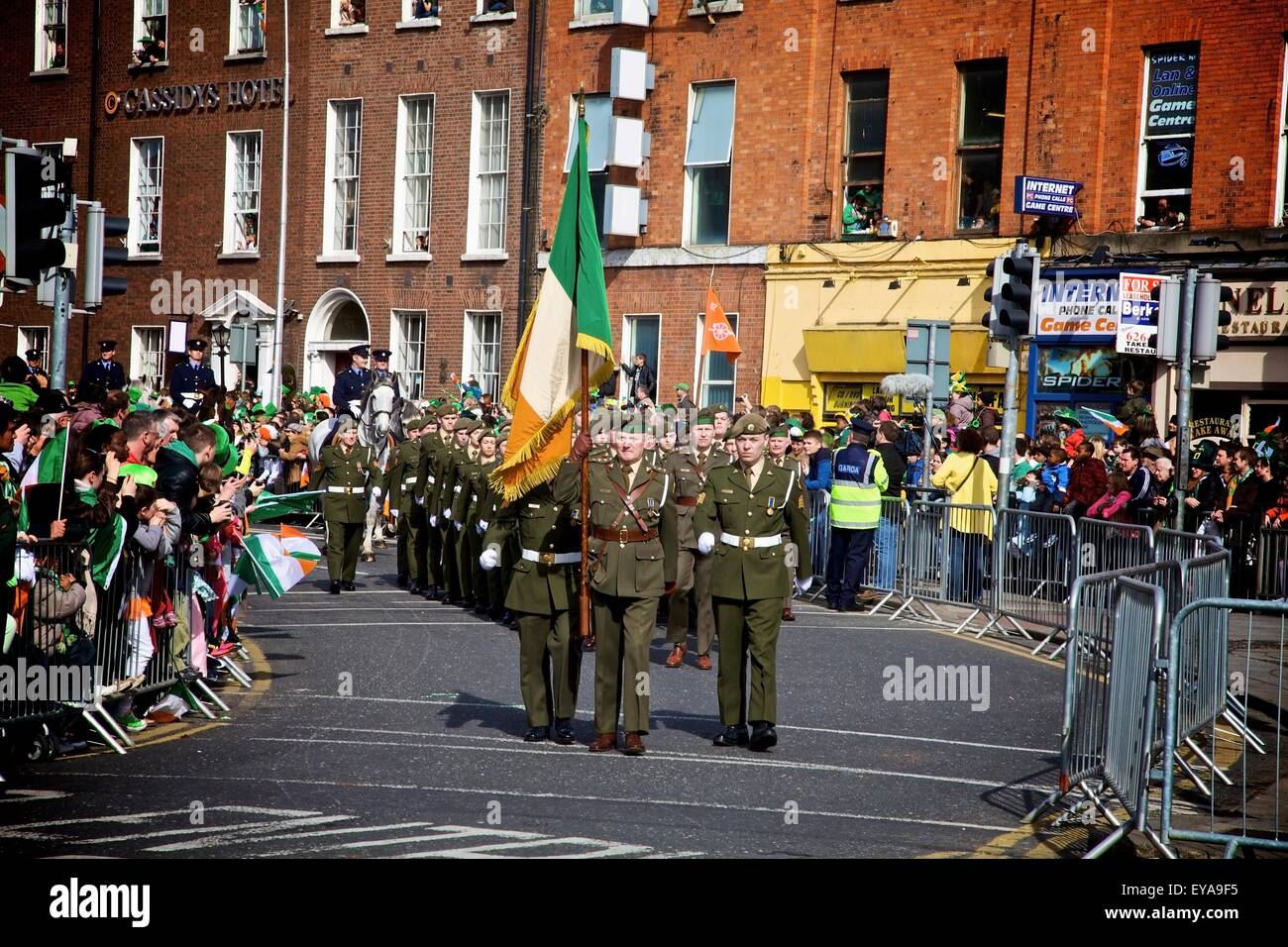 Dublin, Ireland; Soldiers Walking In A Parade On O'connell Street Stock ...