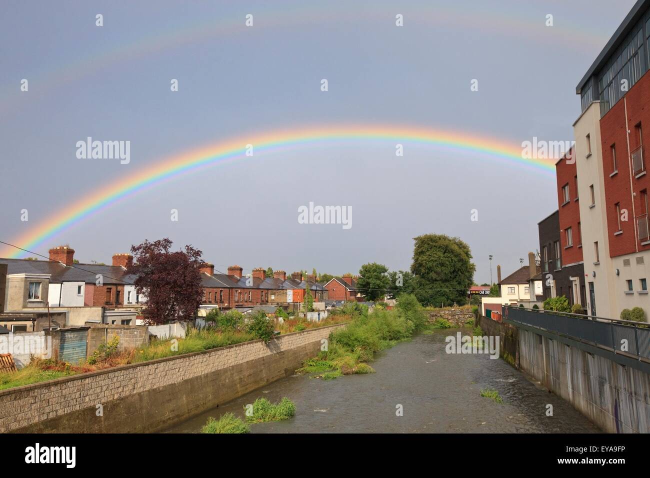 Dublin, Ireland; A Rainbow In The Sky Above Tolka River Stock Photo - Alamy