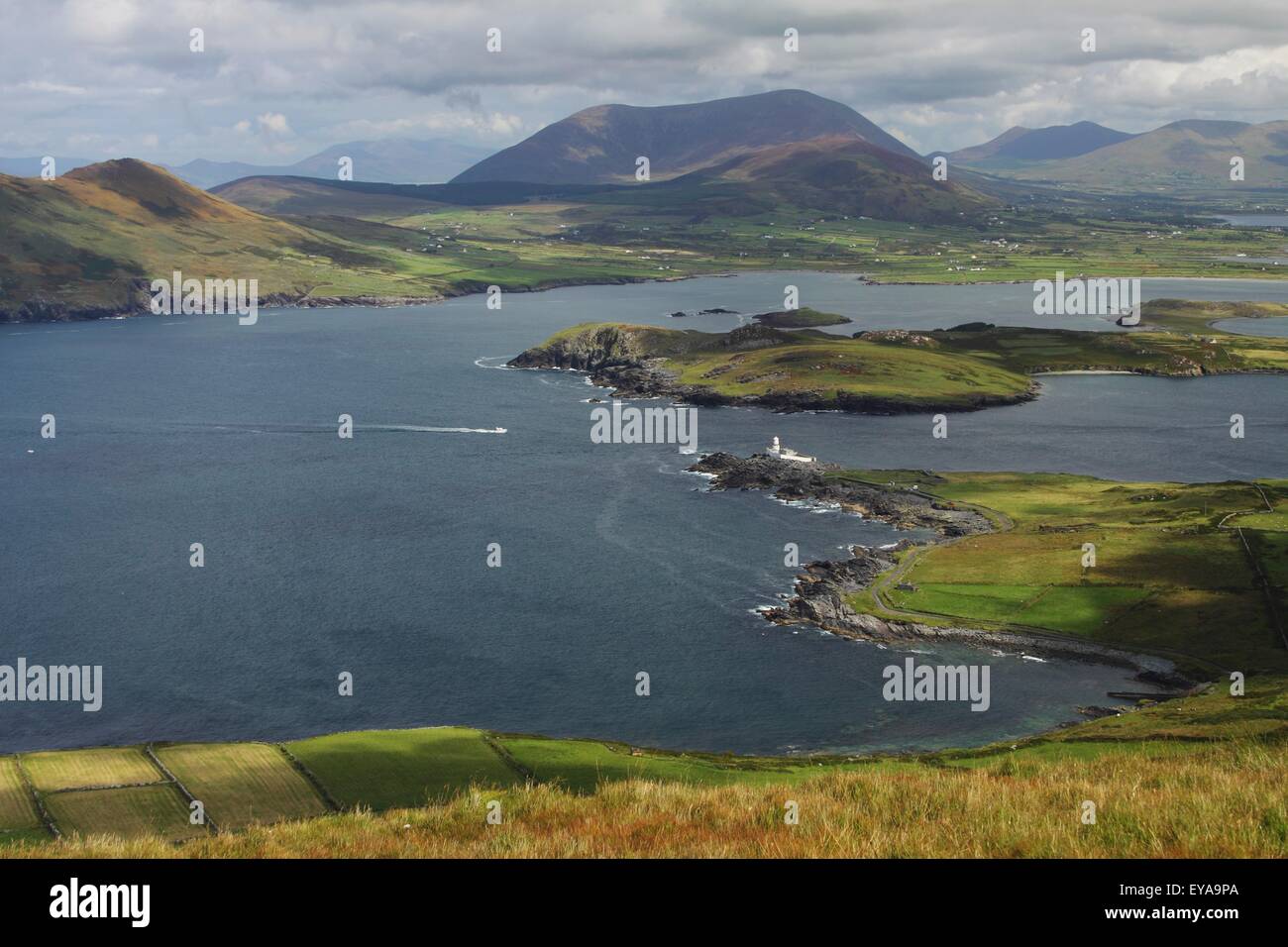 View Of Valentia Island From Geokaun Mountain On The Ring Of Kerry In ...
