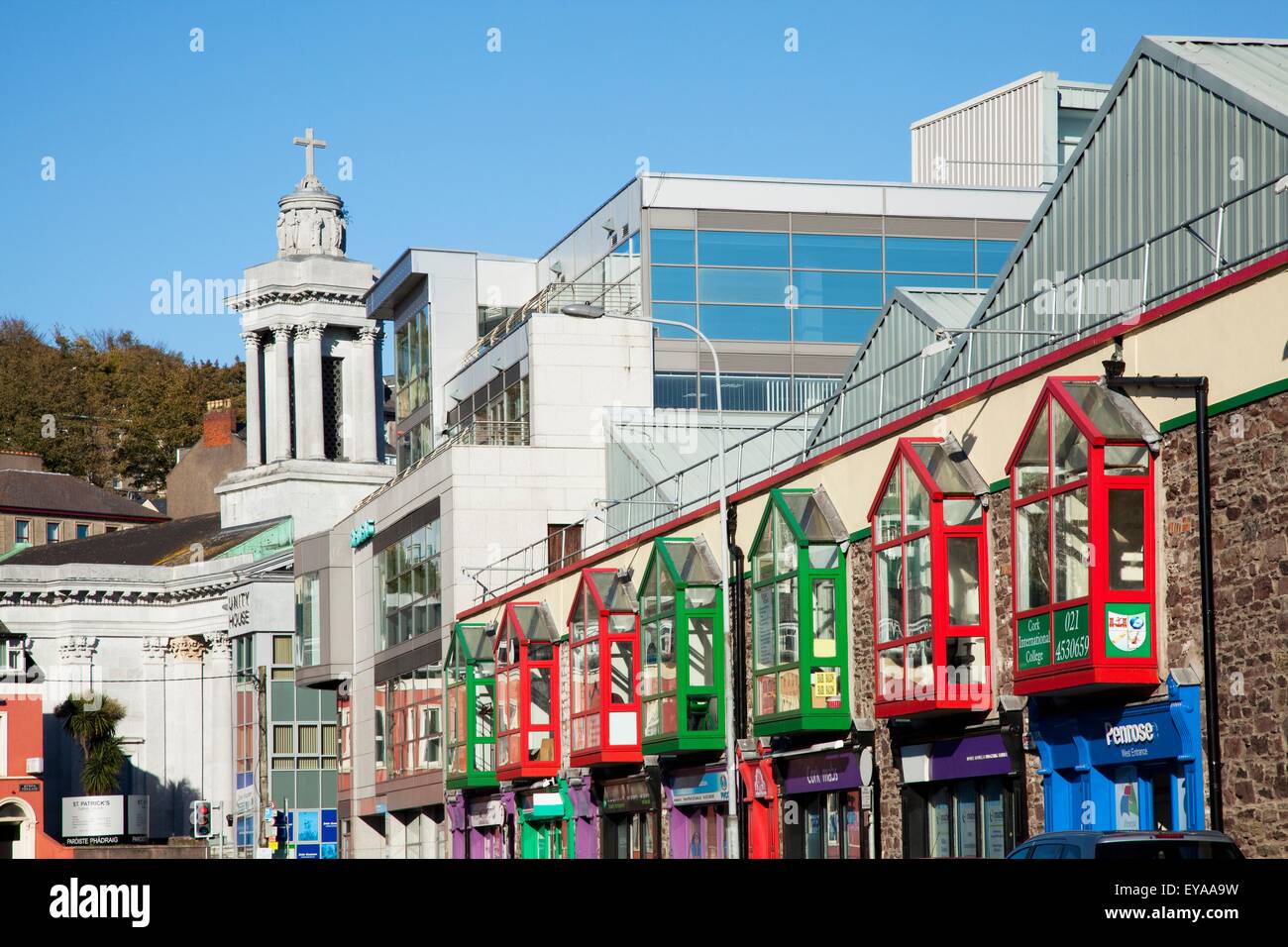 Downtown Building Exteriors; Cork City, County Cork, Ireland Stock ...
