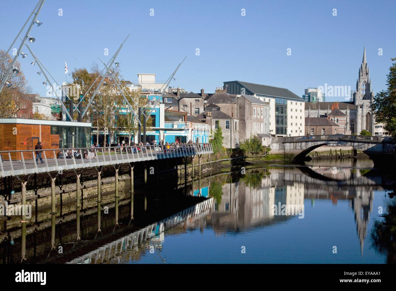Buildings Reflected In The Lee River; Cork City, County Cork, Ireland ...