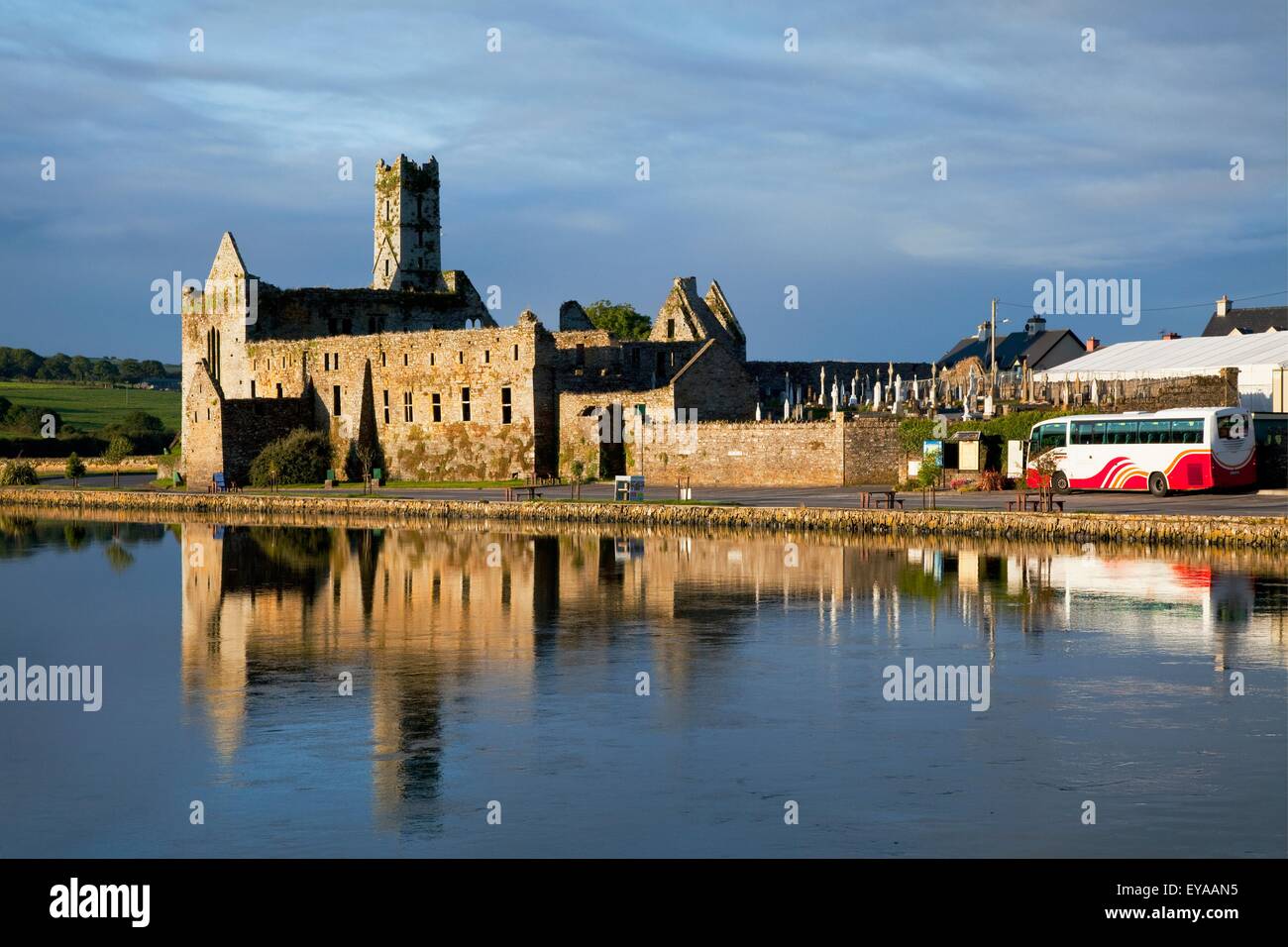 The Abbey Reflected In Water; Timoleague, County Cork, Ireland Stock ...