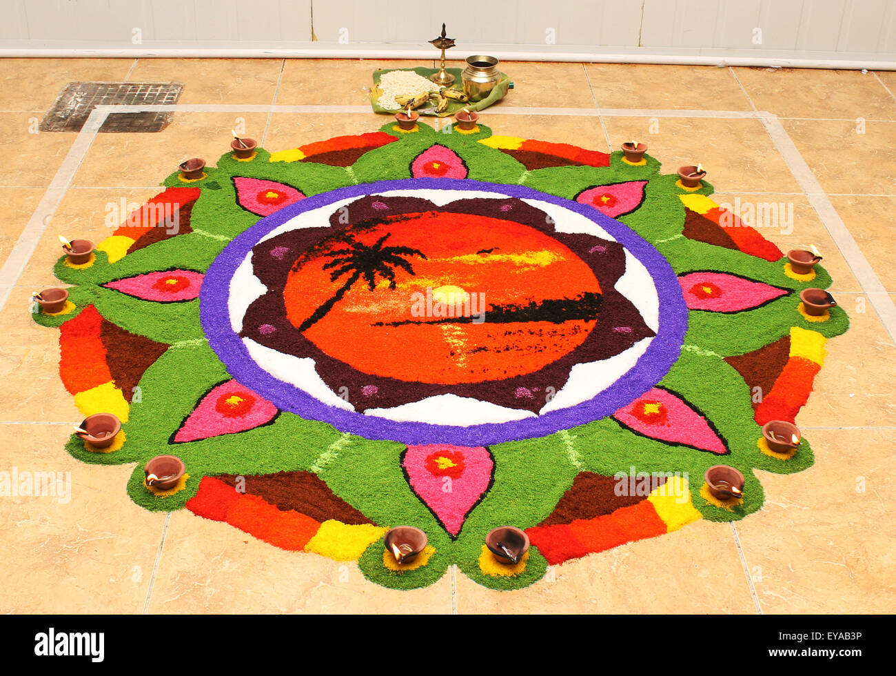 Athappookkalam (floral decoration) in association with Onam ...