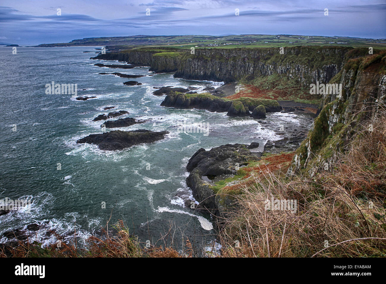 Cliffs on Atlantic Ocean.County Antrim, Northern Ireland.UK Stock Photo ...