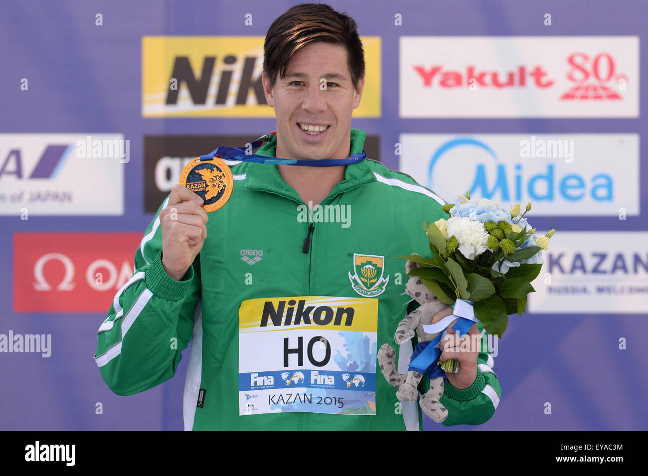 Kazan, Russia. 25th July, 2015. Gold medalist Chad Ho of South Africa ...