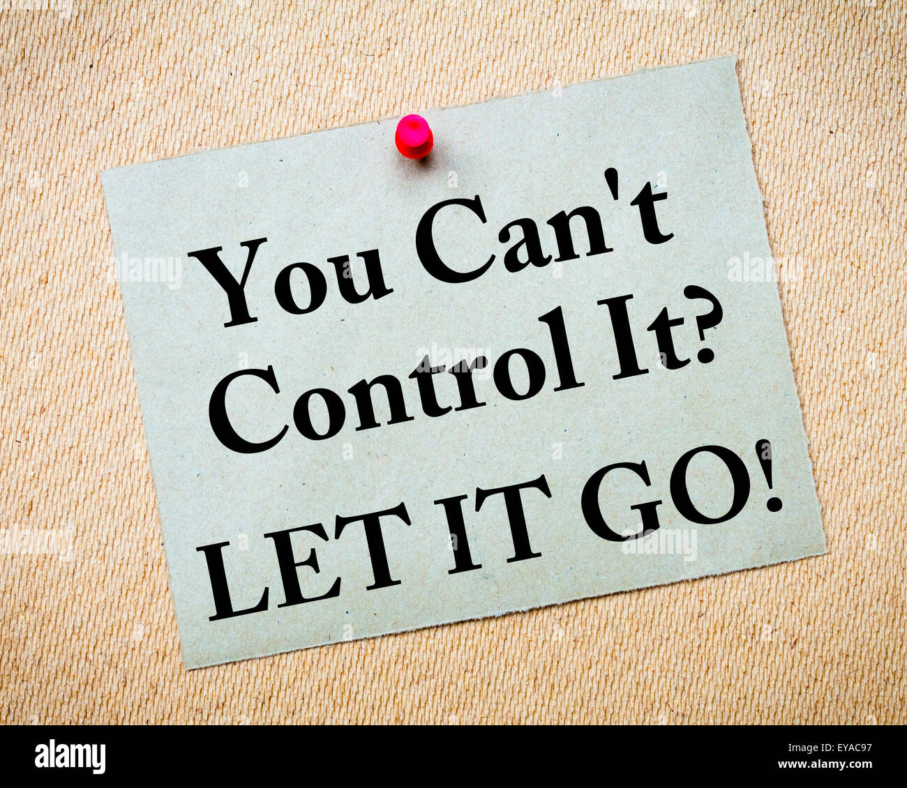 You Can't Control It? Let It Go! Message written on recycled paper note ...