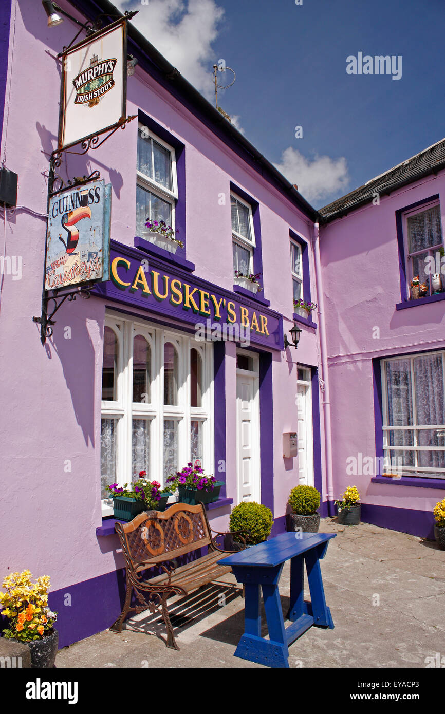 Lilac Coloured Irish Pub In Eyeries Village On The Beara Peninsula In