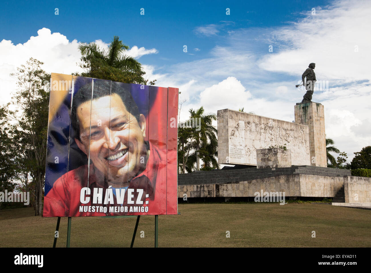 Billboard of Hugo Chavez at the Che Guevara mausoleum Santa Clara Cuba ...