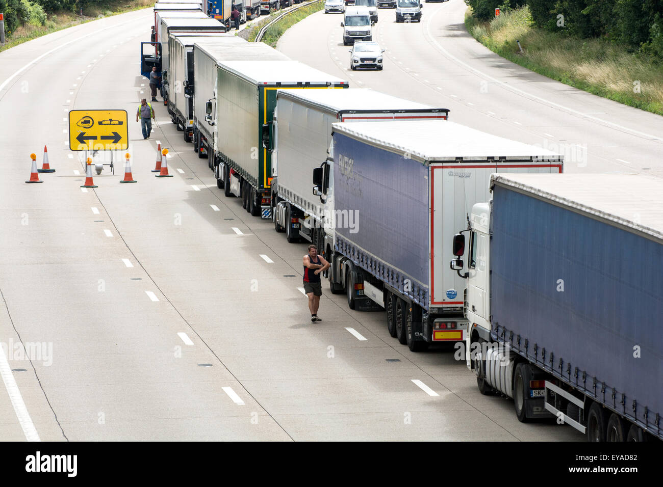 Operation Stack M20 Motorway Kent England UK Stock Photo - Alamy