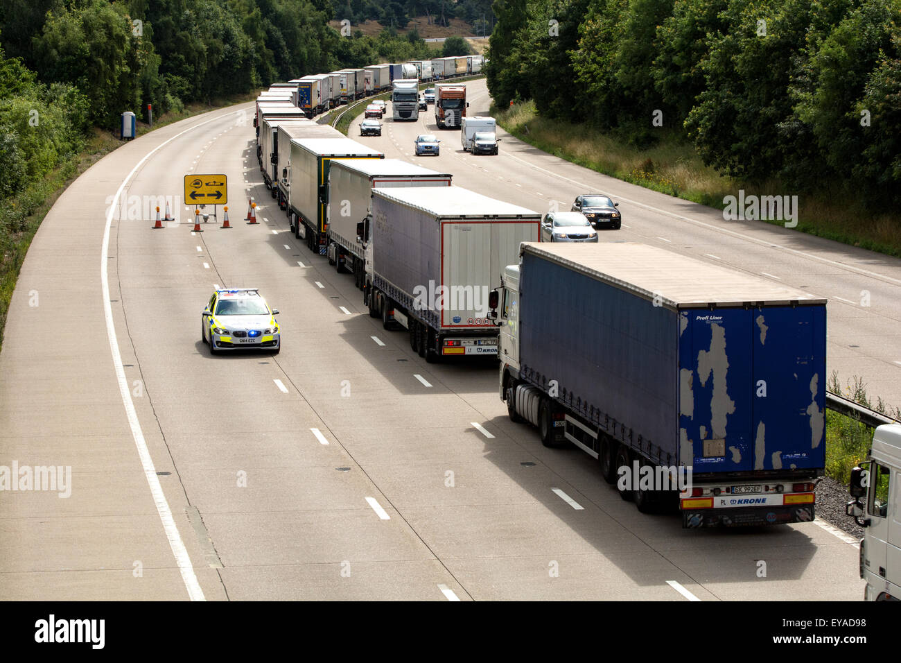 Operation Stack M20 Motorway Kent England UK Stock Photo - Alamy