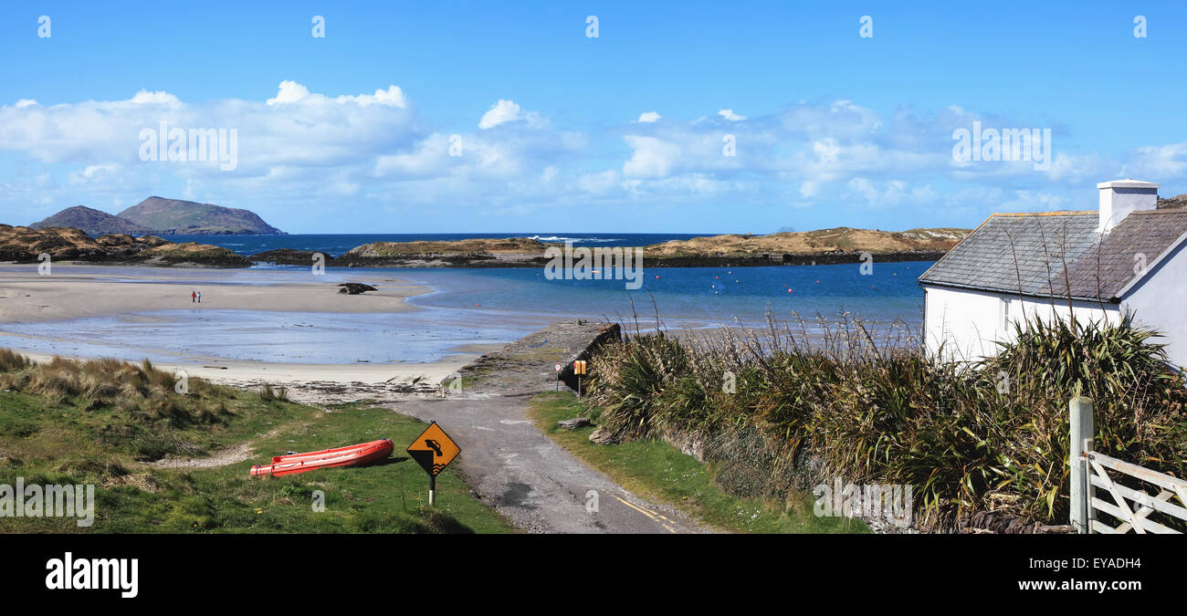 Derrynane Pier And Beach Near Caherdaniel; County Kerry, Ireland Stock ...