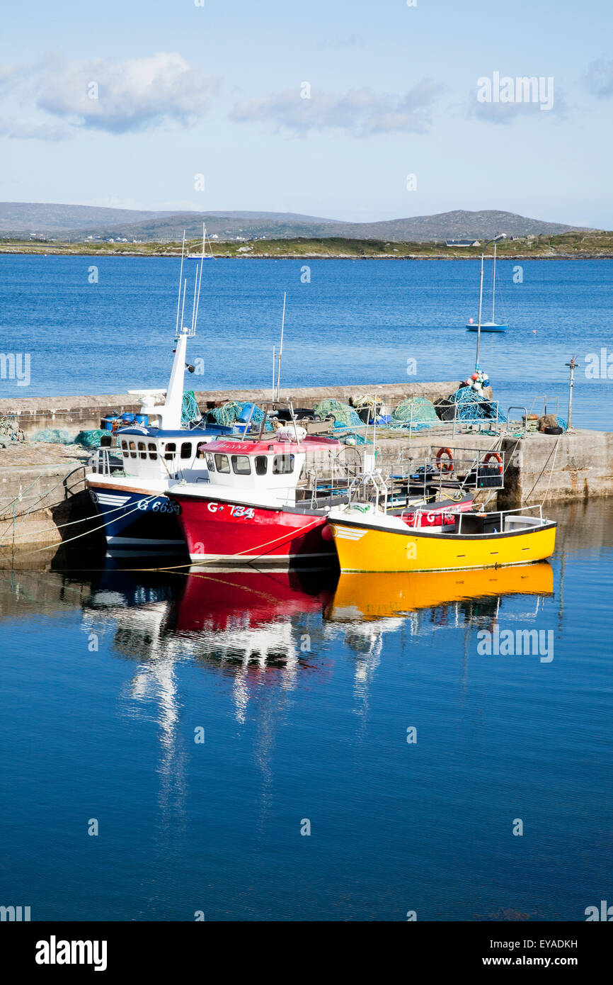 Colourful Boats In The Harbour; Roundstone, County Galway, Ireland ...