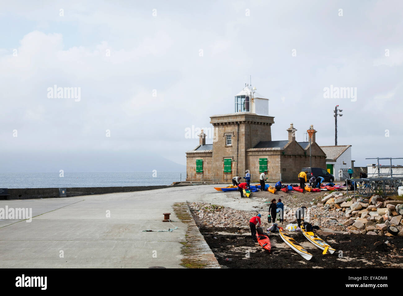 People Pulling In Kayaks At Blacksod Point Lighthouse; County Mayo ...