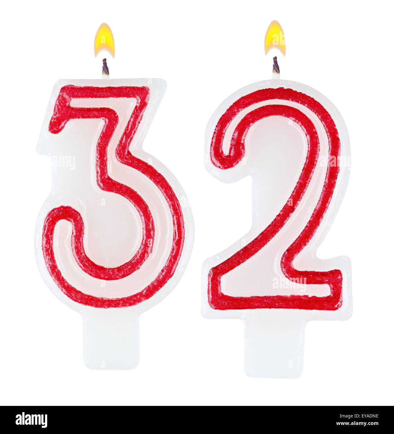 Birthday candles number thirty twoisolated on white background Stock ...