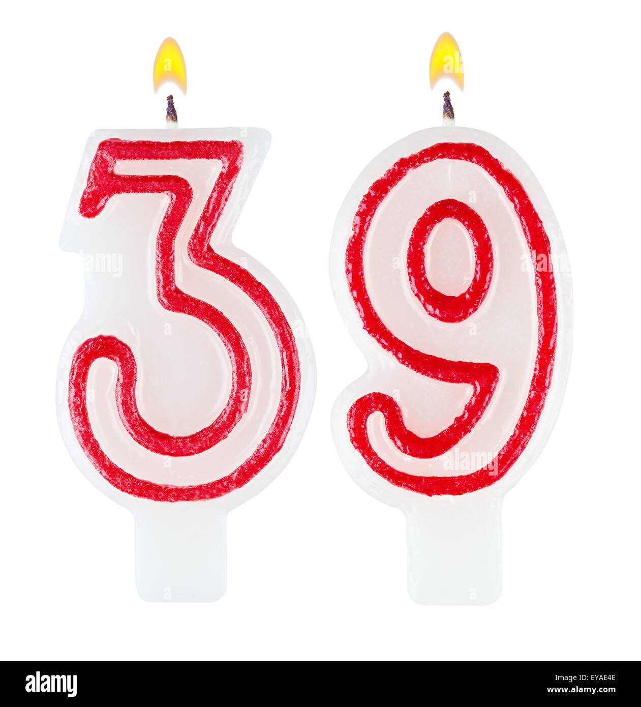 Birthday candles number thirty nine isolated on white background Stock ...