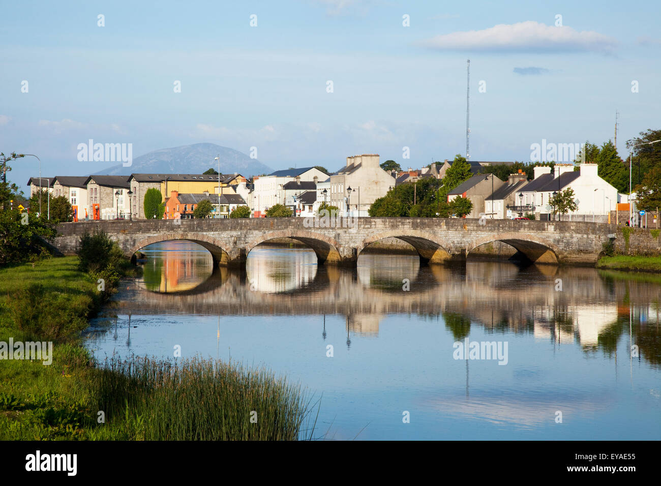 Buildings And A Bridge Crossing The River Moy; Belmullet, County Mayo ...