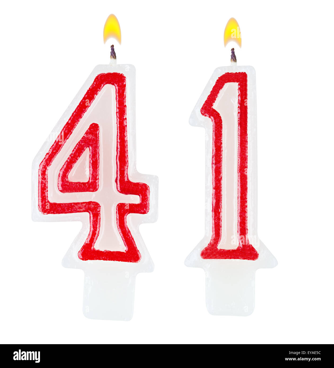 Birthday candles number forty one isolated on white background Stock ...