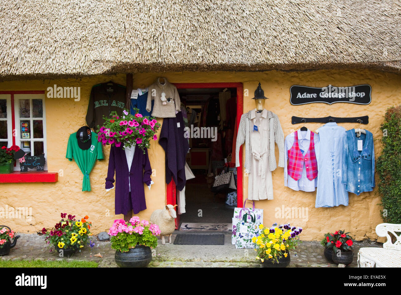 Clothing Displayed Outside Adare Cottage Shop; Sneem, County Kerry ...