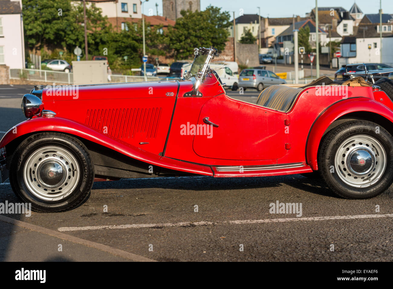 A red vintage MG sports car parked in Teignmouth, Devon Stock Photo - Alamy