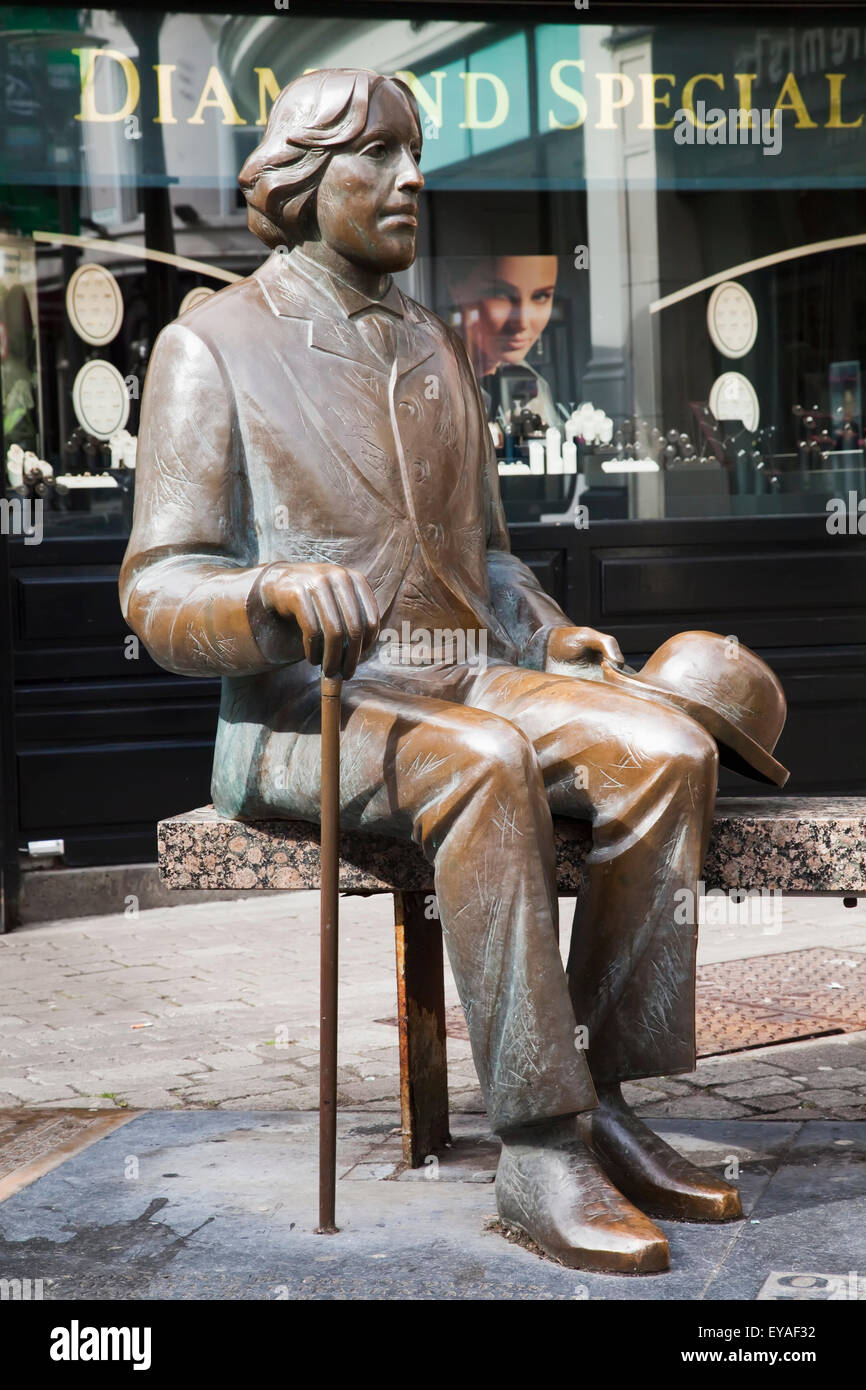 Statue of oscar wilde sitting on a bench;Galway city county galway ...